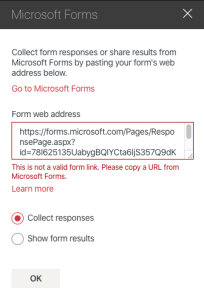 Microsoft Forms Web Part error: “This is not a valid form link.” – Corey Roth's Blog